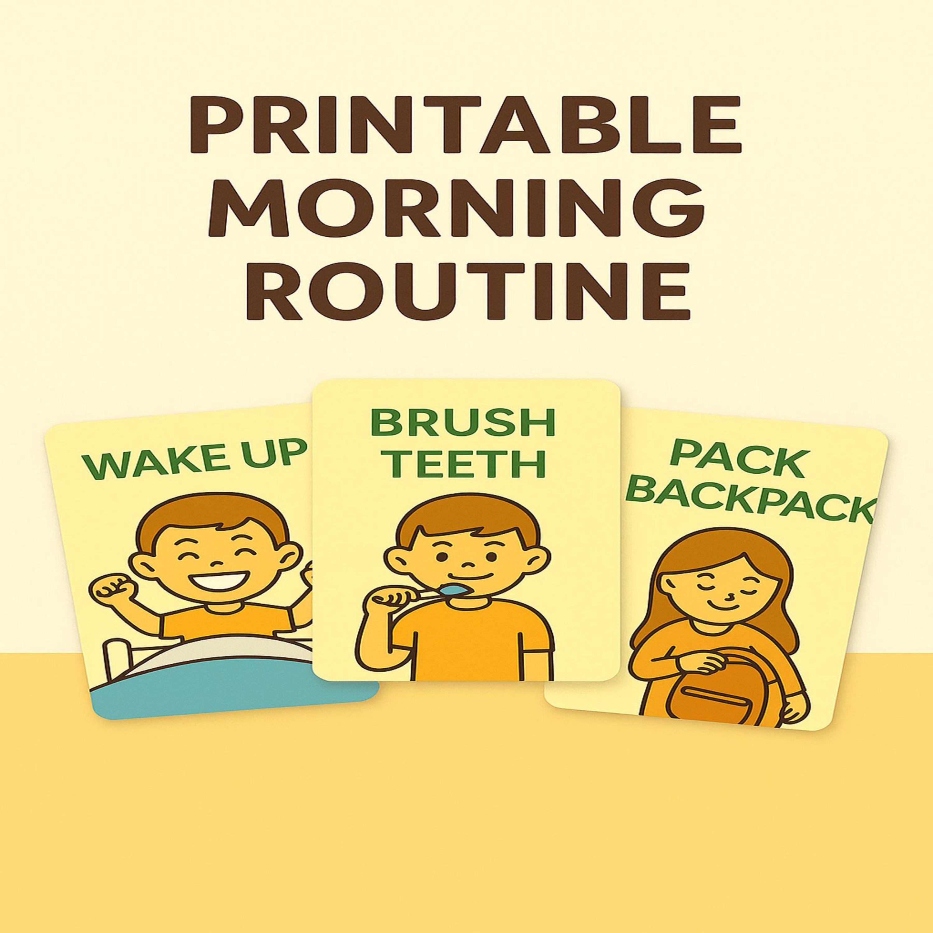 Printable Morning Routine Cards for Kids - 9 Daily Tasks in PDF PNG JPG ...