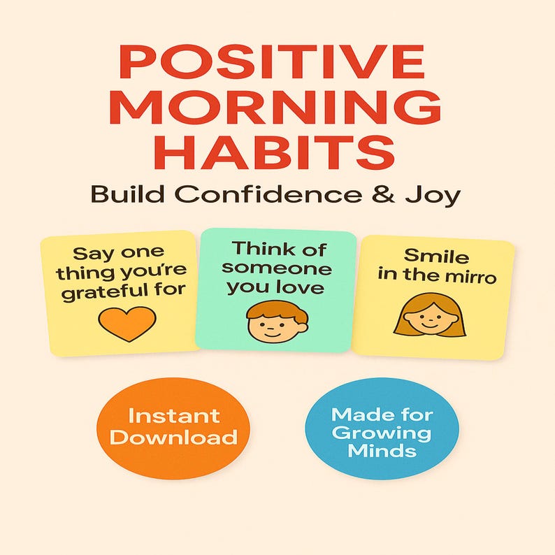 Positive Morning Routine Cards for Kids - 16 Printable Habit Cards ...