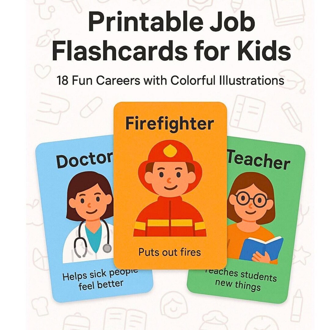 Printable Career Flashcards for Kids: Preschool Educational Activity ...