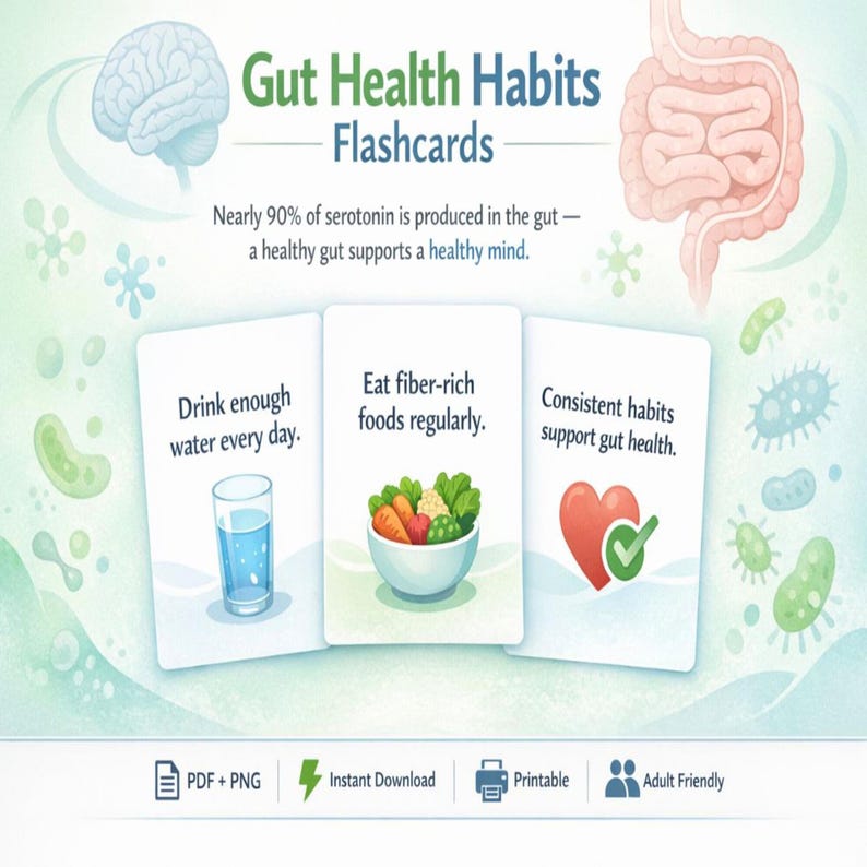 Gut Health Habits Flashcards for Kids & Adults - Etsy