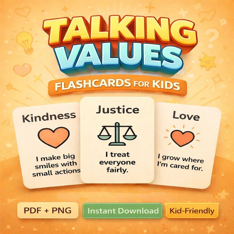 Talking Values Flashcards for Kids | Kindness & Empathy Printable Cards ...