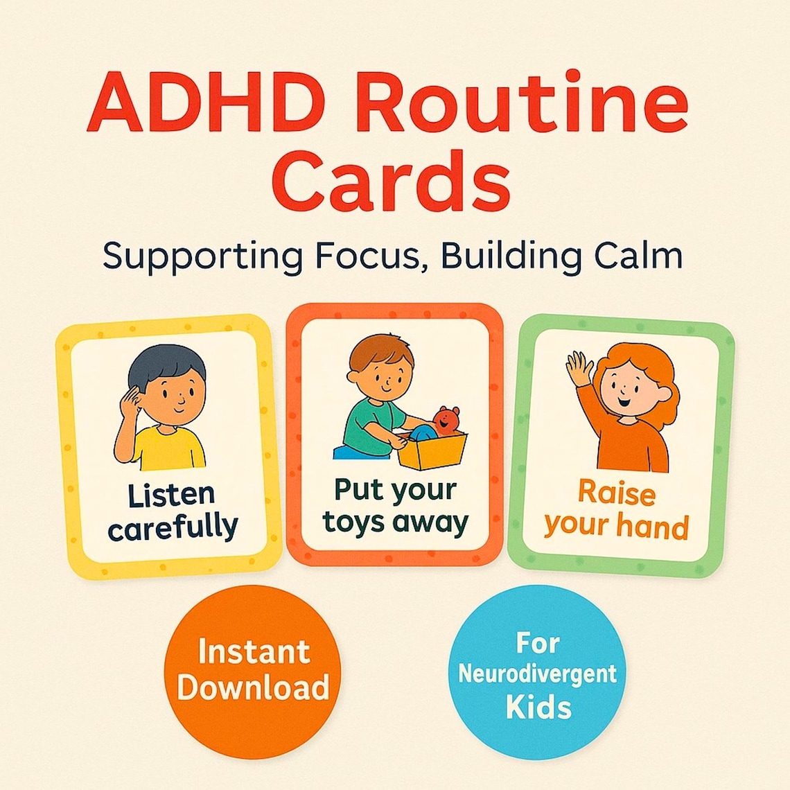 ADHD Routine Cards for Kids | Visual Schedule for Neurodivergent ...