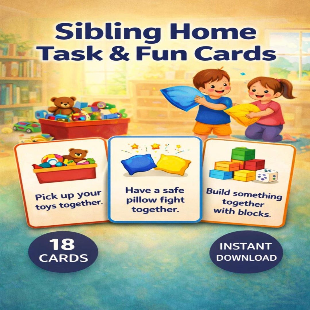 Printable Sibling Home Task & Fun Cards - Etsy