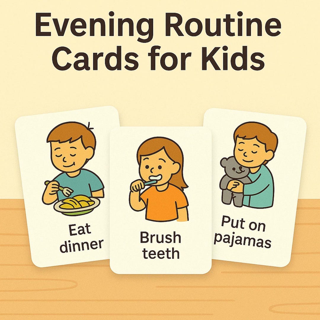 Evening Routine Cards for Kids – Printable Nighttime Schedule Chart ...
