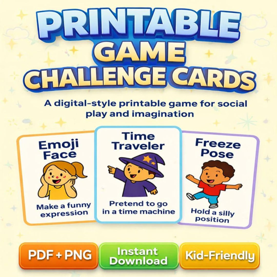 Printable Game Challenge Cards for Kids: Social Skills Activity (PDF ...