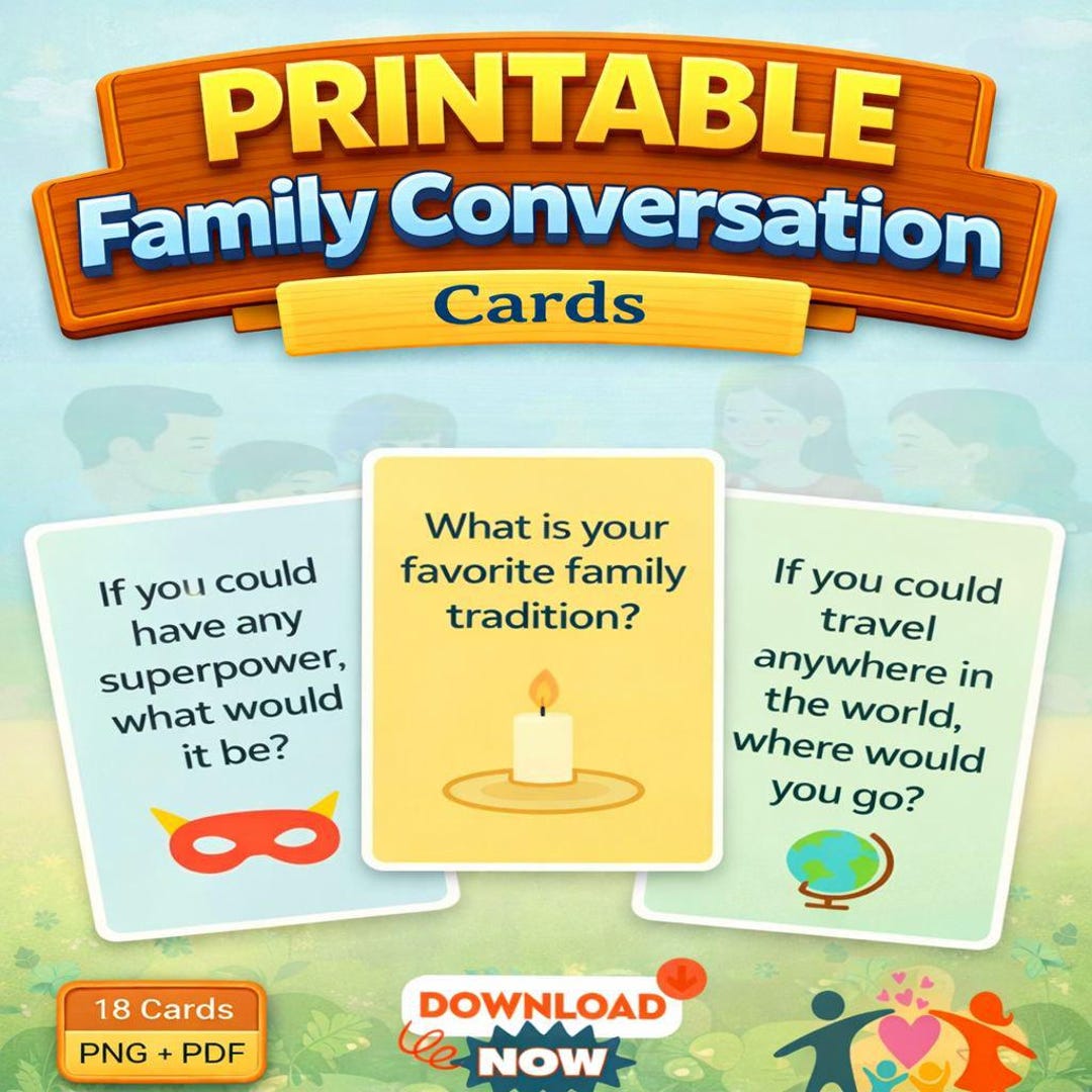 Family Conversation Starter Cards: Fun Table Talk Questions (PDF ...