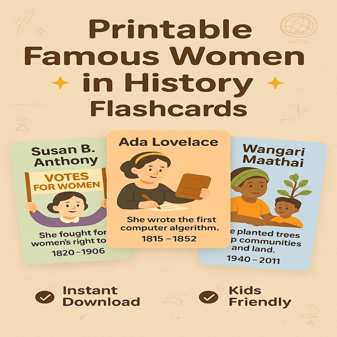 Printable Famous Women in History Flashcards | Inspirational Female ...