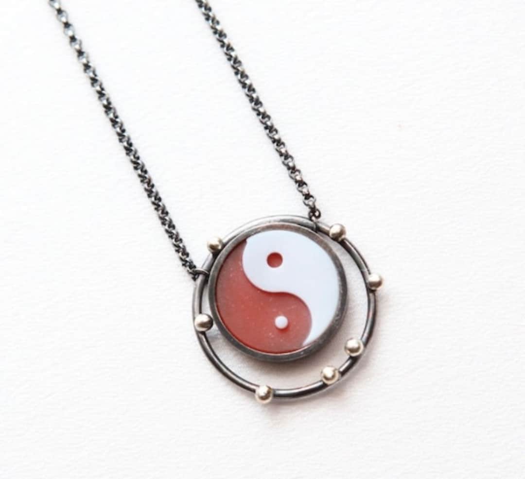 Yin Yang Silver Necklace Blackened Symbol, Two Opposites a Harmonious ...