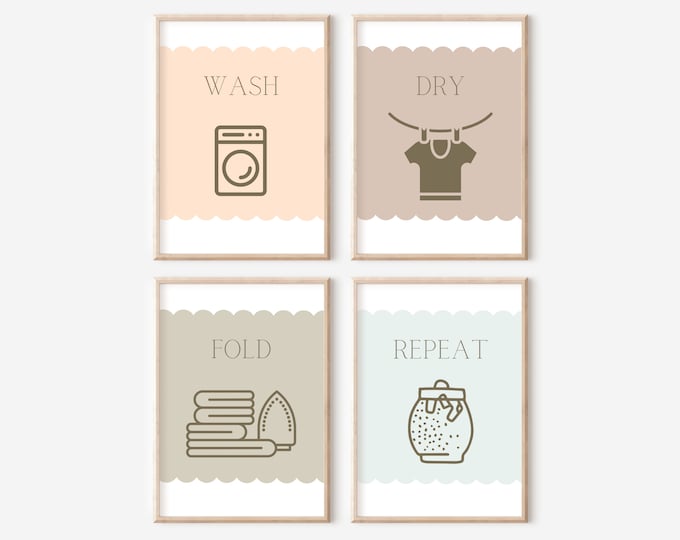 Wash Dry Fold Repeat, Minimalist Framed, Framed Posters, Washing Room ...