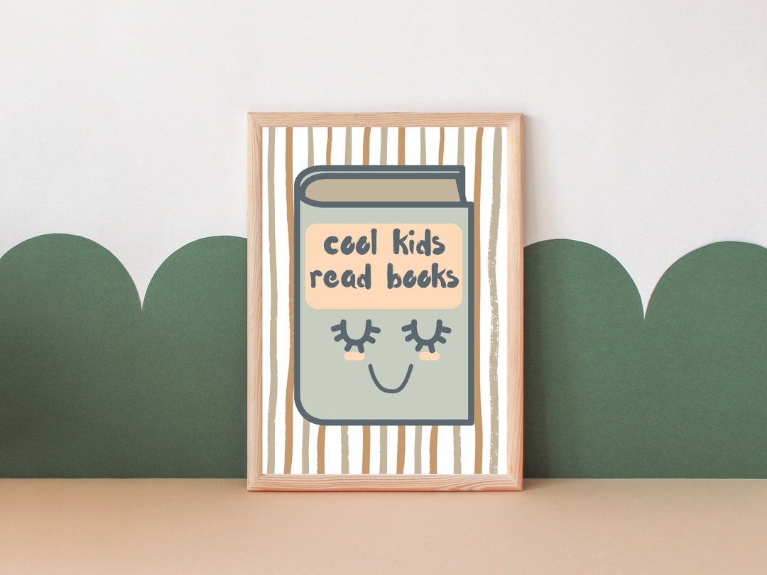 Cute Kids Print, 'cool Kids Read Books'. Perfect for Girls Rooms, Boys ...