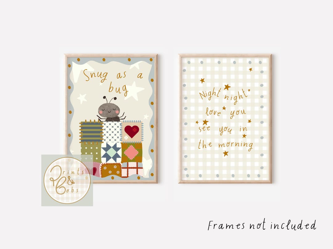 Set of 2 Cute Insect Snug as a Bug Prints (unframed) - Etsy