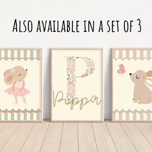 Set of Girls Nursery Pretty Prints Including a Personalised Name Print ...