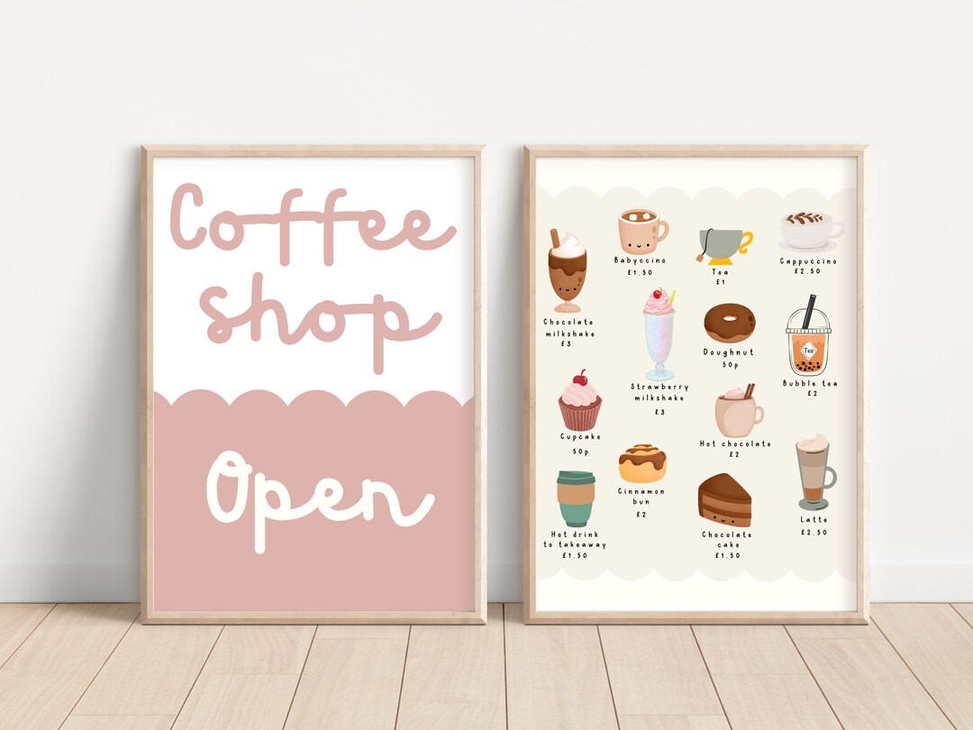 Imaginative Play Coffee Shop Prints. Set of 2 Playroom Prints Perfect ...