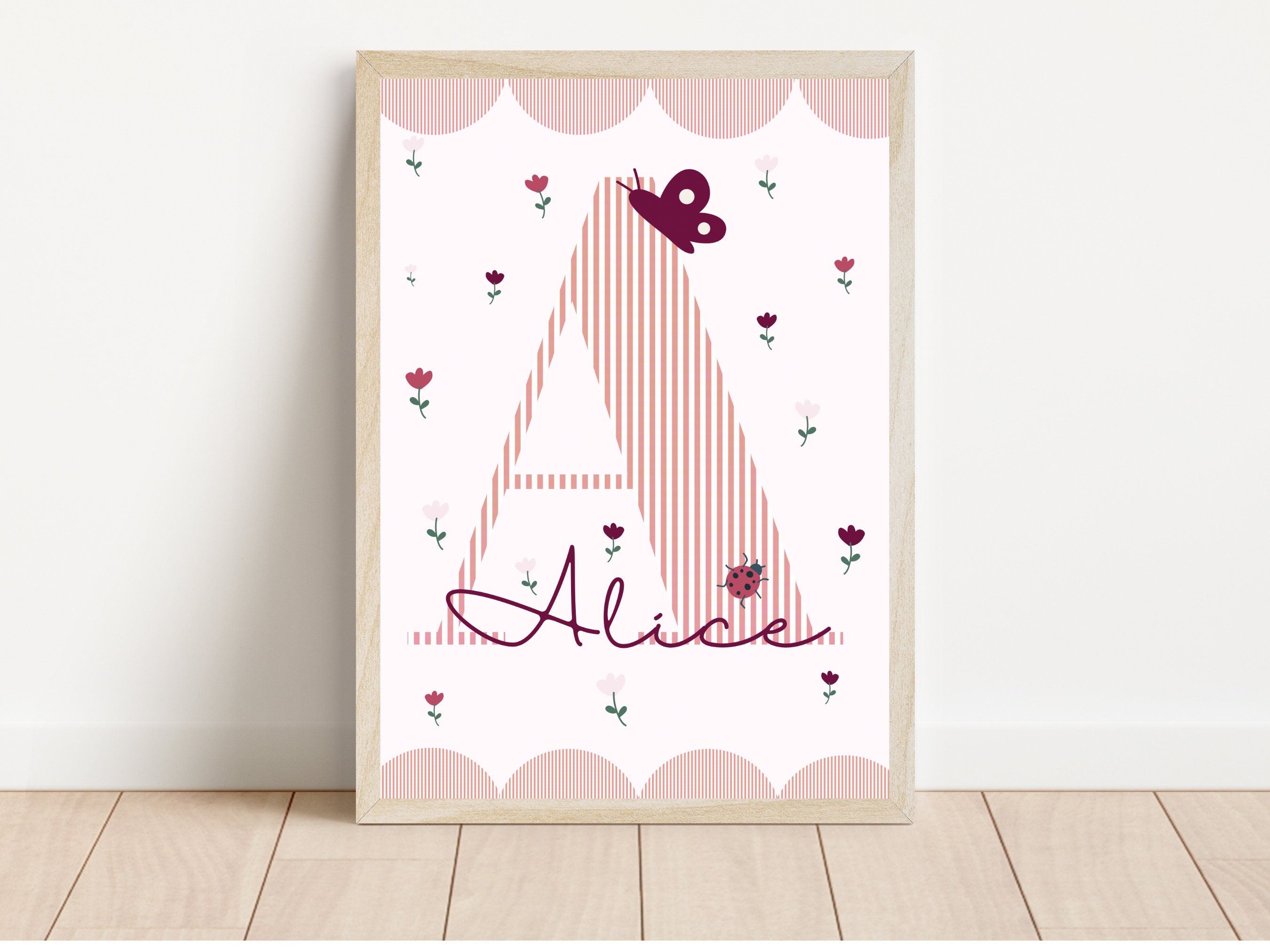 Personalised Initial Name Print for Girls Room, Nursery or Playroom ...