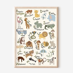 Kids Safari and Jungle Alphabet Print. Perfect Gender Neutral Wall Art ...