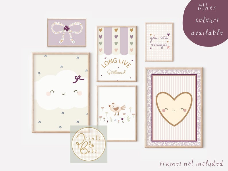 Set of Soft and Pretty Girls Gallery Wall Prints for a Playroom, Girls ...