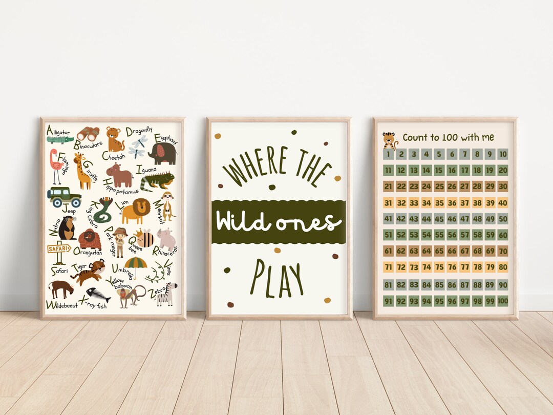 Safari and Jungle Theme Educational Prints. Alphabet, Numbers and Where ...