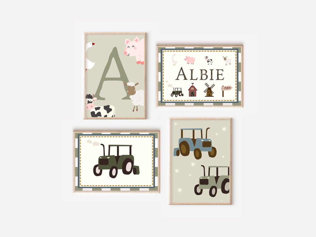 Neutral Farm Animal and Tractor Prints. Set of 4 (unframed) - Etsy