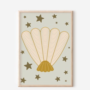 Mermaid and Shell Themed Prints for a Nursery, Little Girls Room or ...