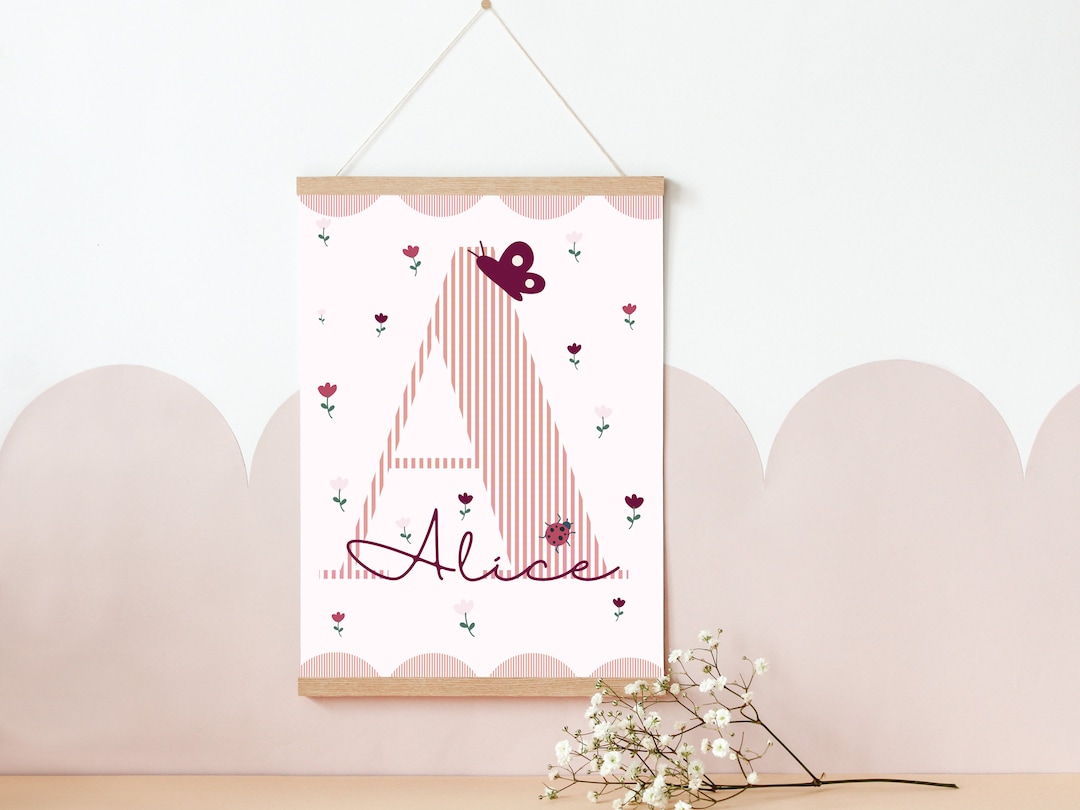 Personalised Initial Name Print for Girls Room, Nursery or Playroom ...