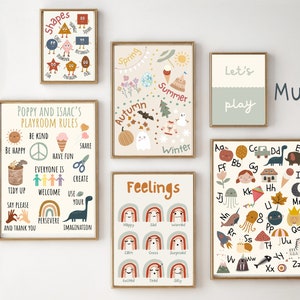 Educational Set of Playroom Prints, Including a Personalised Playroom ...