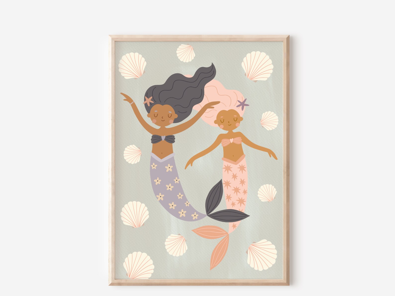 Mermaid and Shell Themed Prints for a Nursery Little Girls - Etsy