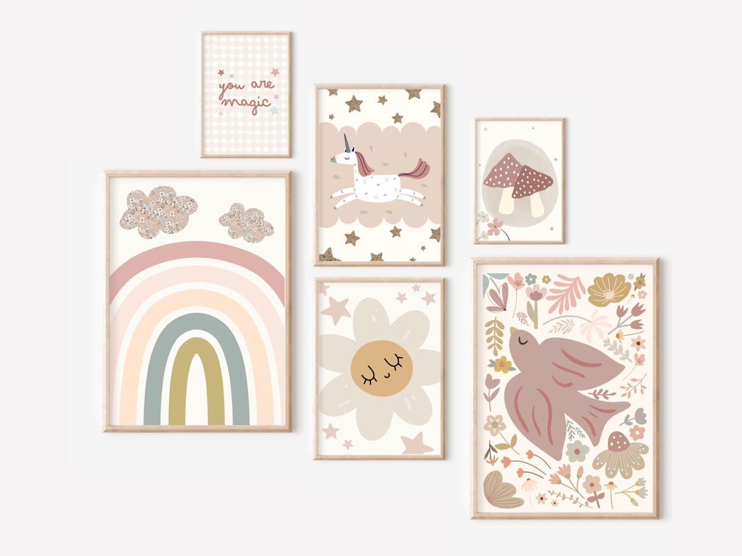 Set of Pretty and Floral Girls Gallery Wall Prints for a Playroom ...