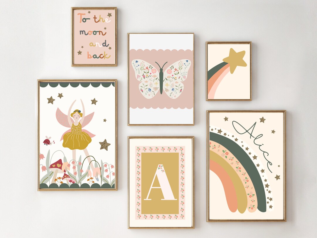 Set of Fairy Gallery Wall Prints for a Girls Room, Playroom or Nursery ...