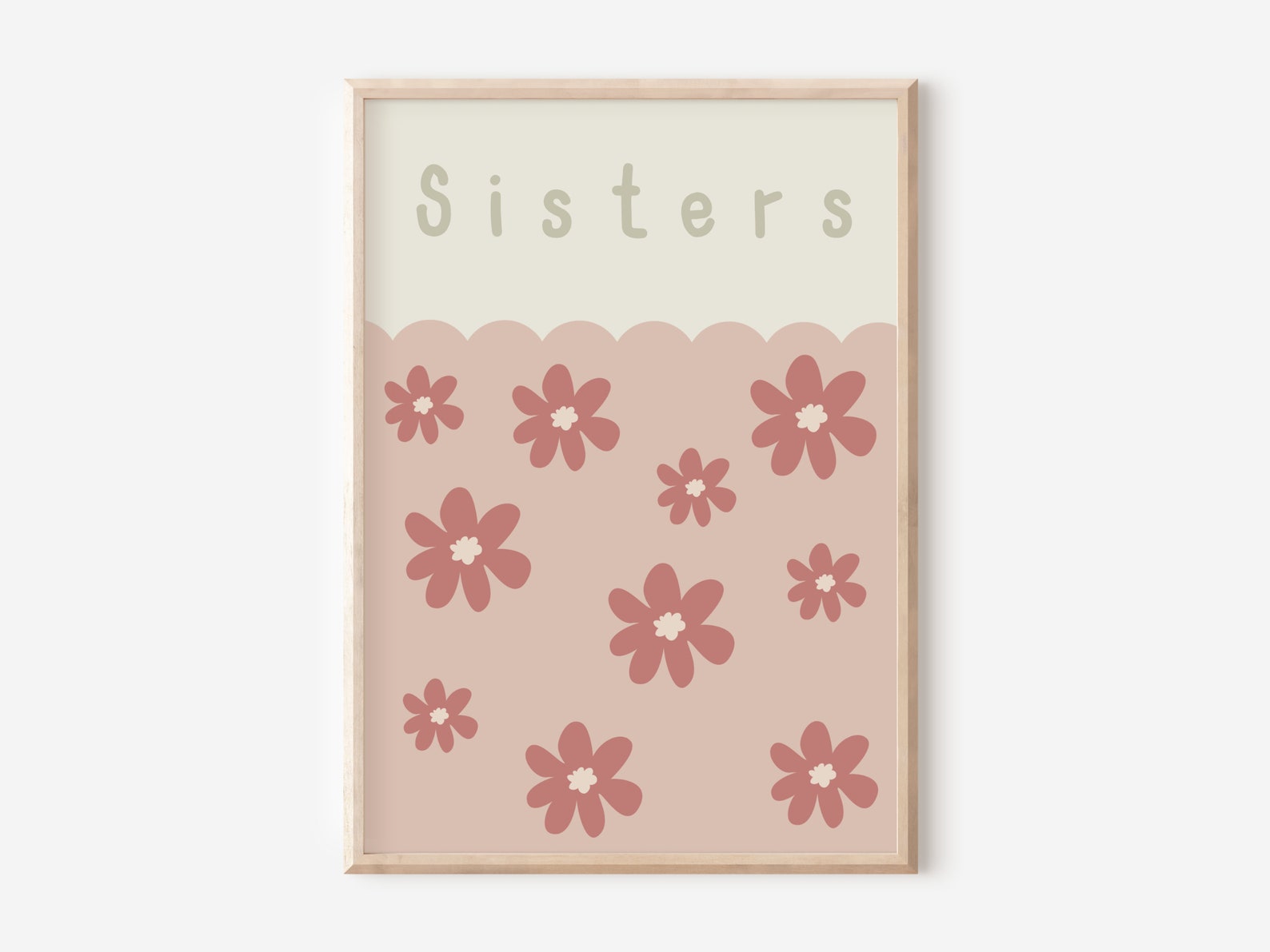 Personalised Sisters Prints. Set of 3 Name and Flower Prints for Girls ...