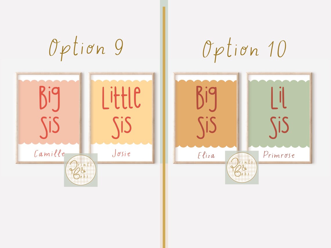 Set of 2 'big Sis, Lil Sis' Playroom and Bedroom Prints. Wall Art for ...