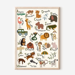 Kids Safari and Jungle Alphabet Print. Perfect Gender Neutral Wall Art ...