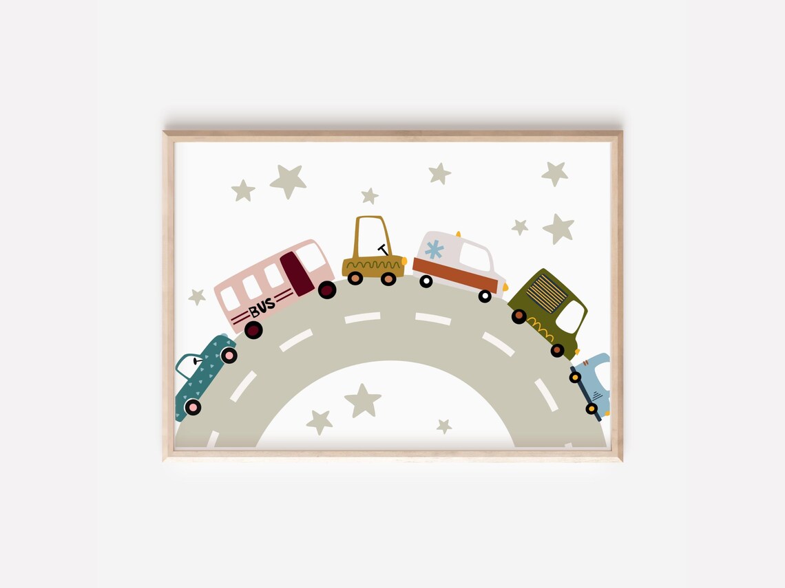 Car Vehicle and Transport Prints for a Boys Room or Nursery, Including ...