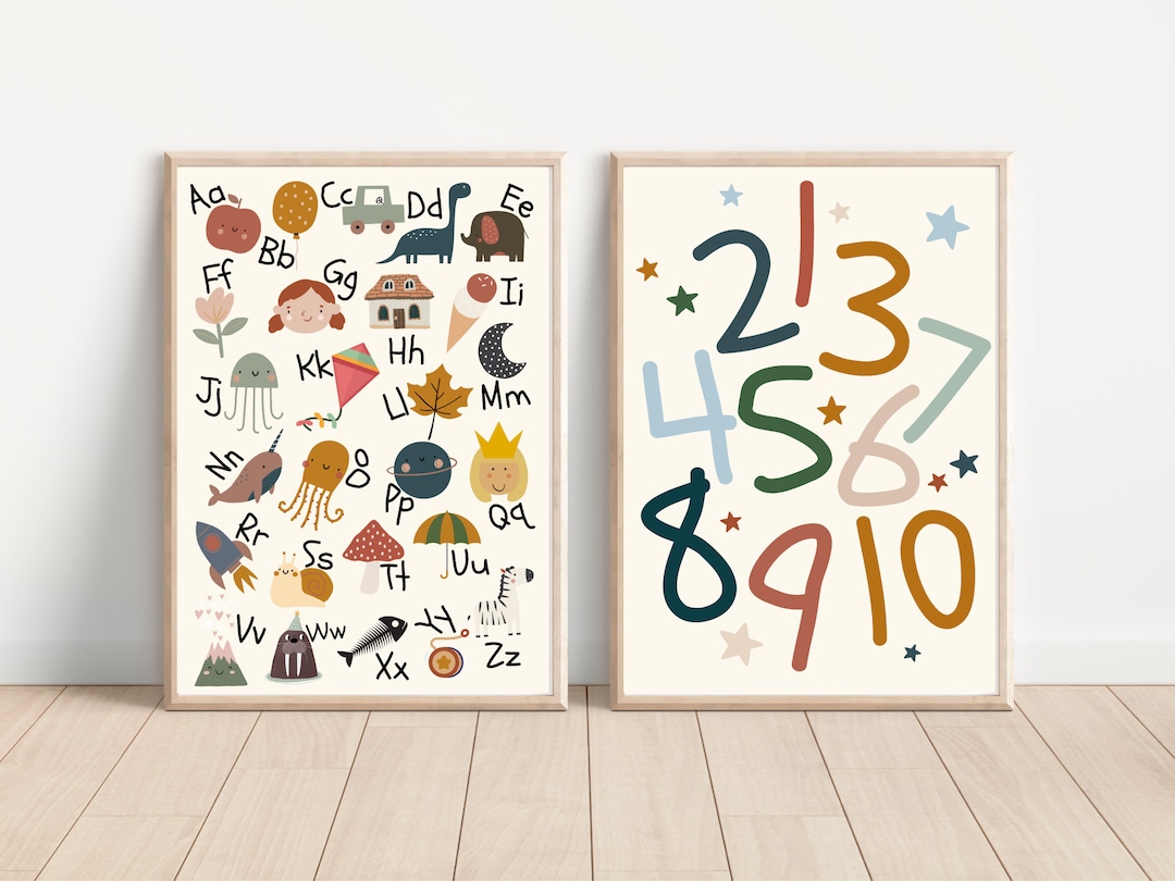 Educational Alphabet and Numbers Prints. Set of 2 (prints Only ...