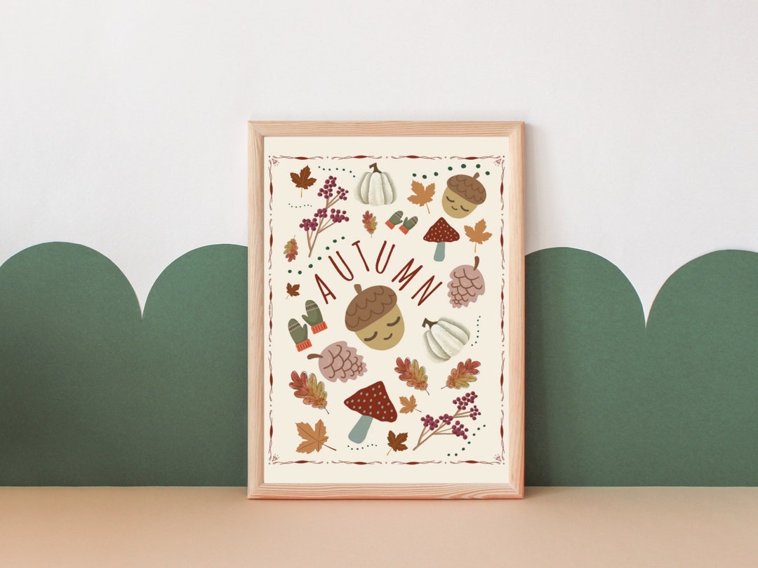 Kids Autumn Wall Decor. Cute Autumn Print Showcasing All of Our ...