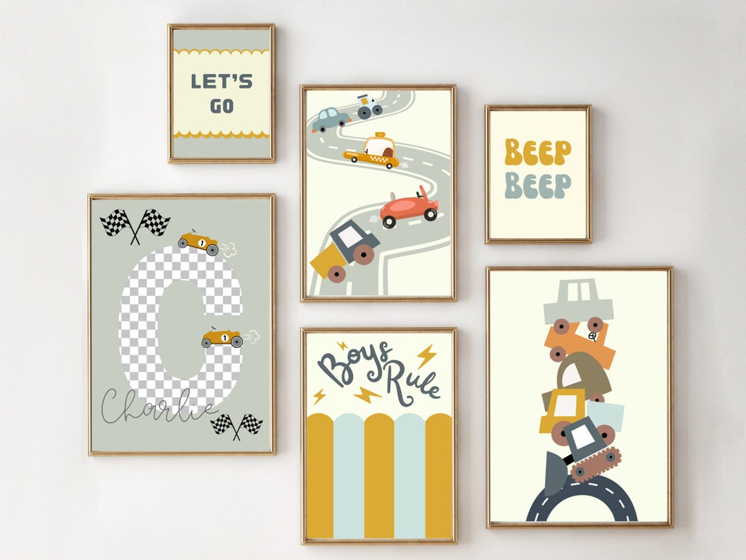 Car Vehicle and Transport Prints for a Boys Room or Nursery, Including ...