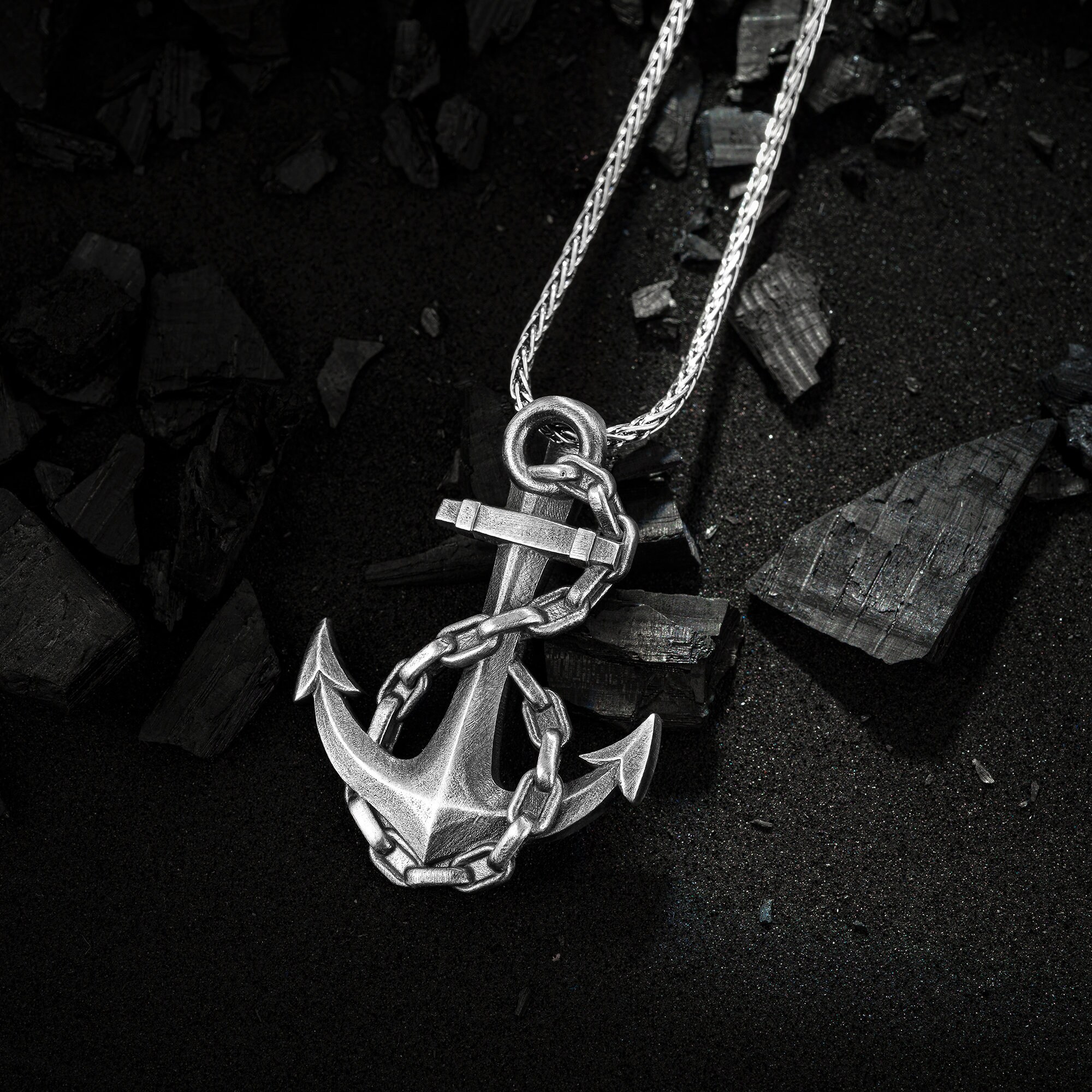 Ship Anchor Men's Necklace, Chain and Anchor Necklace, Sailor's ...