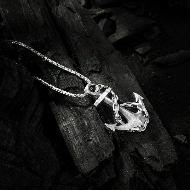 Ship Anchor Men's Necklace, Chain and Anchor Necklace, Sailor's ...