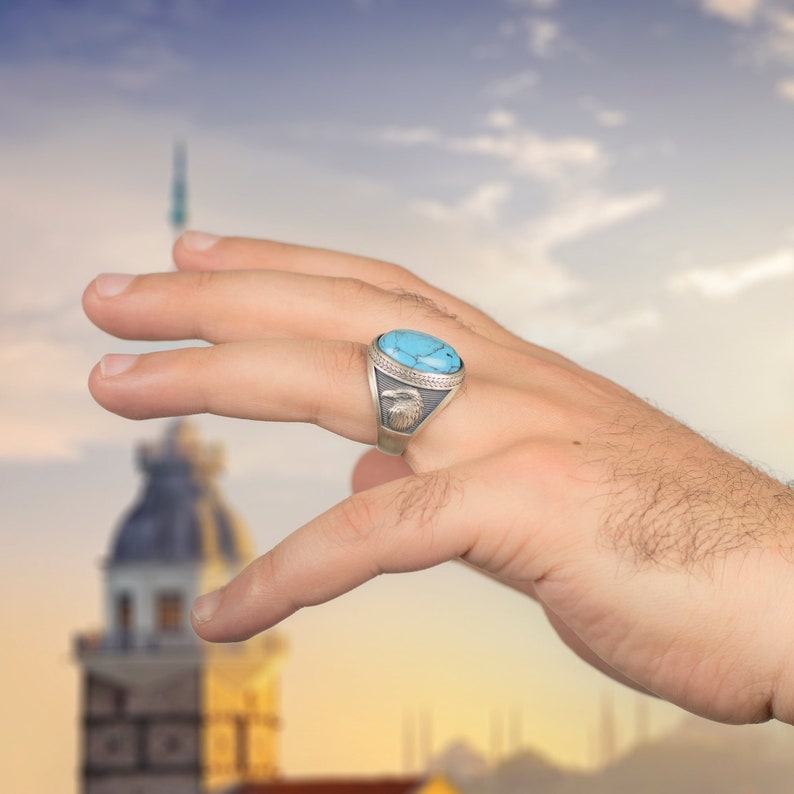 Eagle Head Men's Ring, Red Agate Stone Ring, Tumbled Silver Ring, 925 Sterling Silver Ring - Etsy