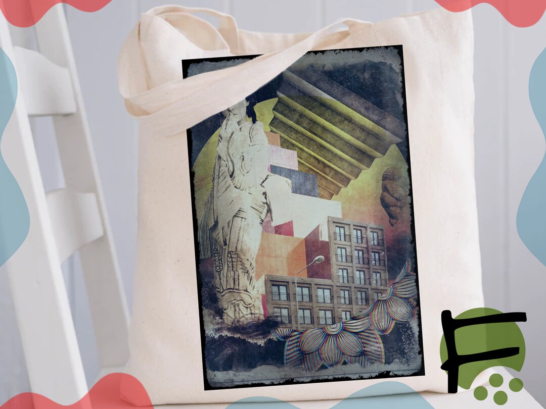 Futuristic Tote Bag With Digital Collage Design/geisha/arhitecture ...