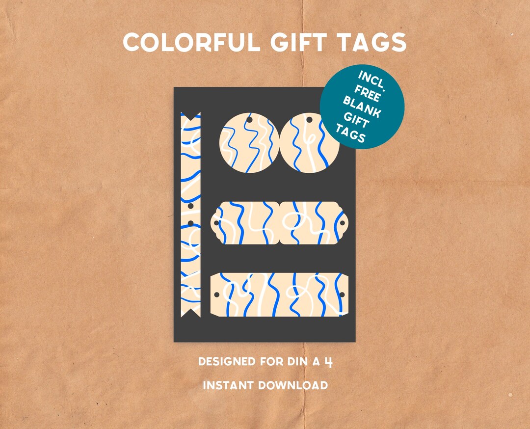 Printable Colorful Gift Tags 18 Download, Digital, Cut, Pdf, Template ...