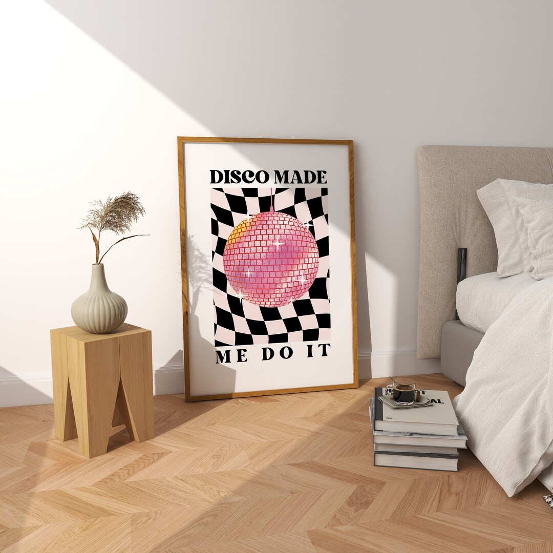 Funky Retro Wall Art With Quote: Disco Made Me Do It . - Etsy