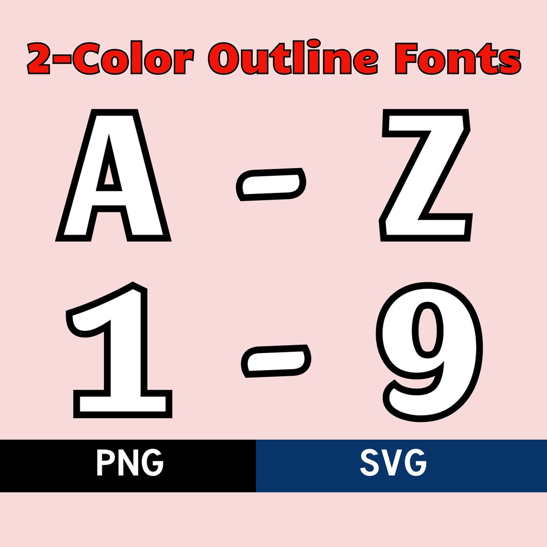 Black White Outline Font. Bold Letters & Numbers Small Cap - Etsy Finland