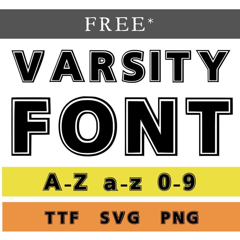 Varsity Fonts. Letters Numbers. PNG SVG TTF. Unbundled Installable ...