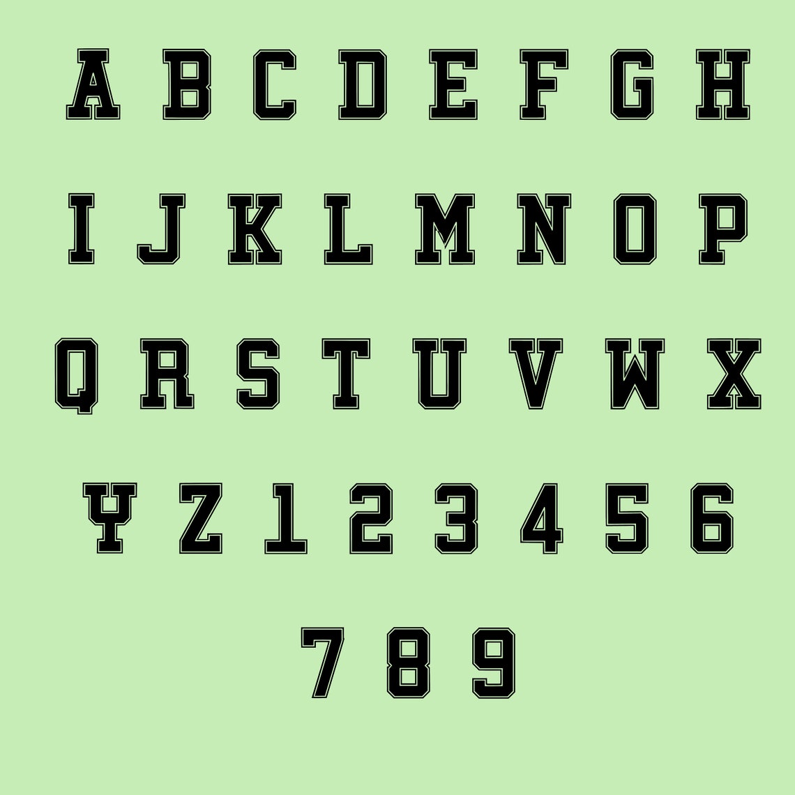 Varsity Font. Letters Numbers PNG SVG Ttfs. Unbundle Installable ...