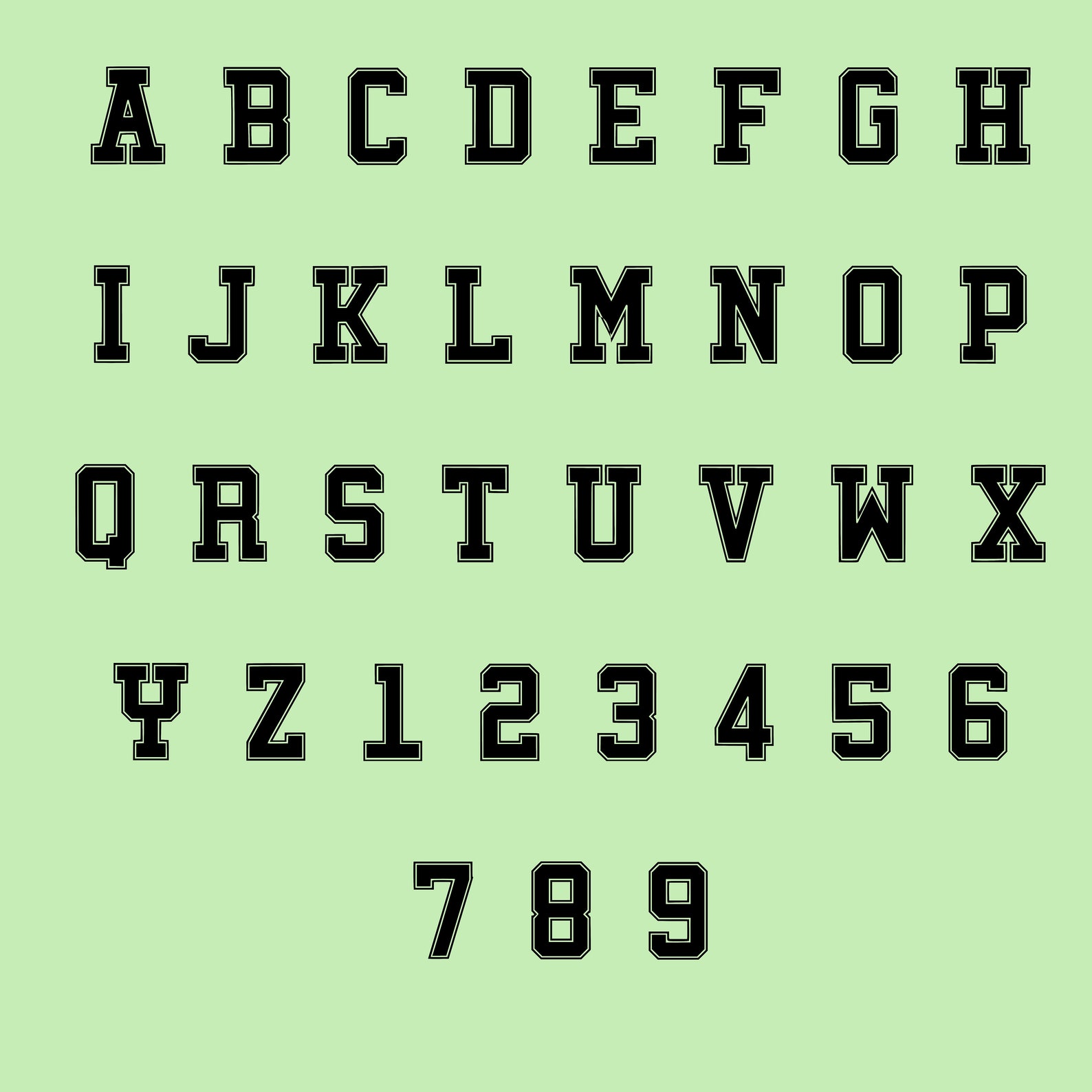 Varsity Font. Letters Numbers PNG SVG Ttfs. Unbundle Installable ...