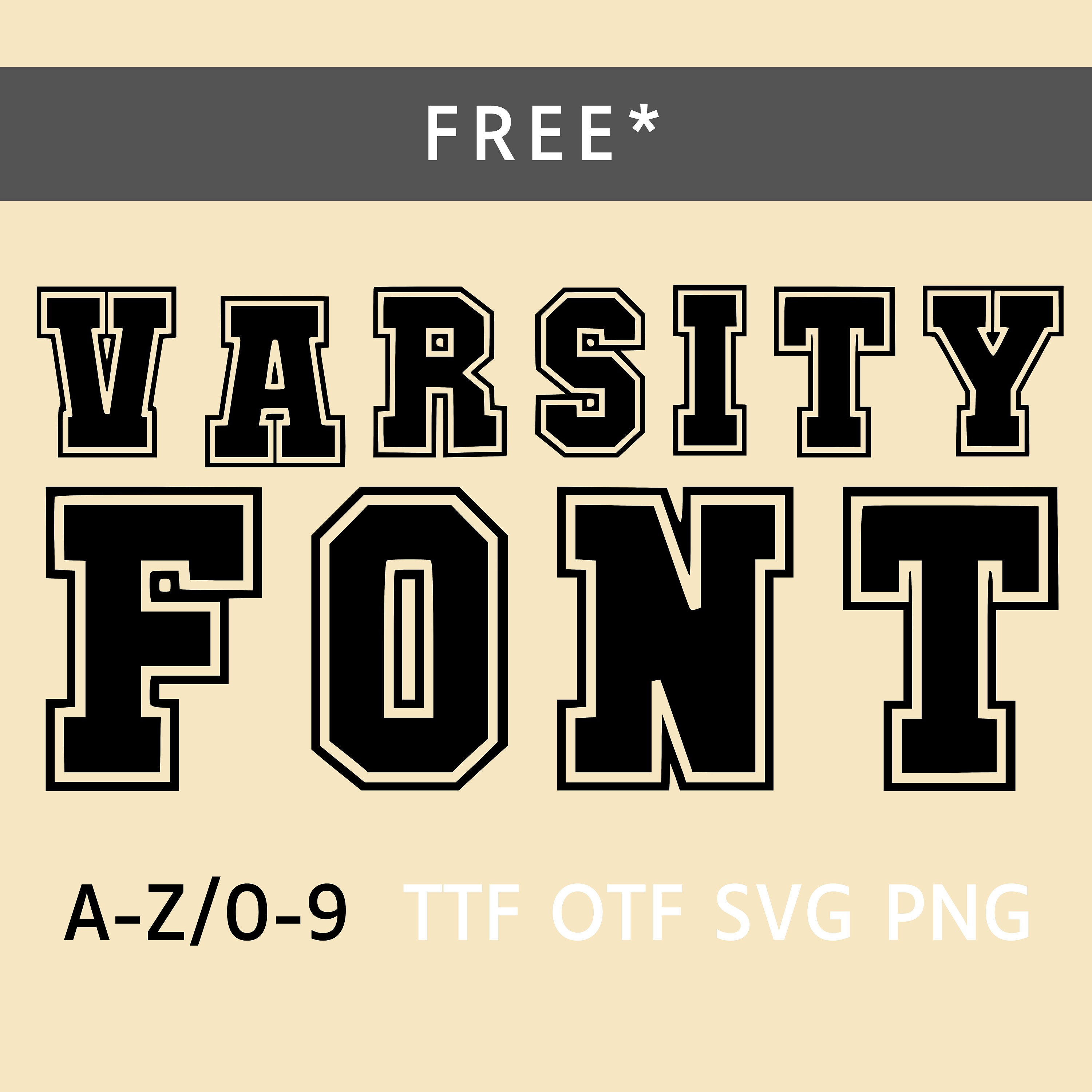 Varsity Font. Alphabets Numbers TTF OTF PNG Svg. Installable College ...