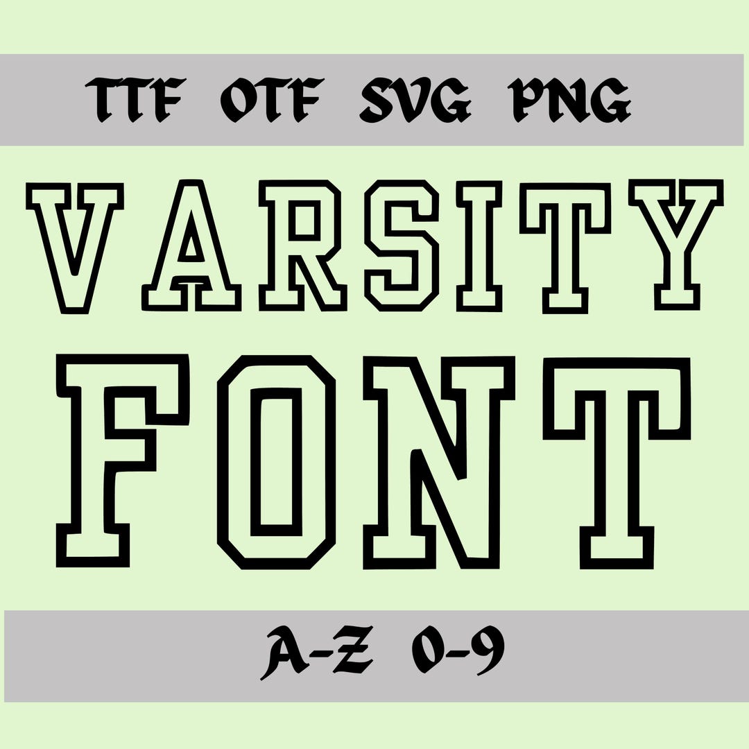 Varsity Font Outline Hollow Alphabets Numbers TTF OTF PNG Svg ...