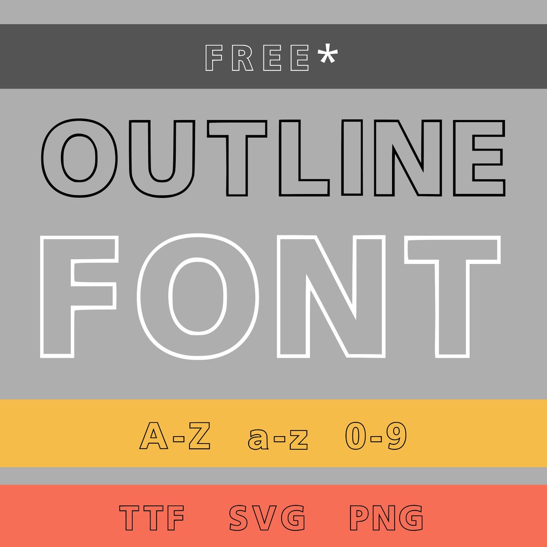 Outline Font. Letters Numbers PNG SVG TTF. Unbundle Installable College ...