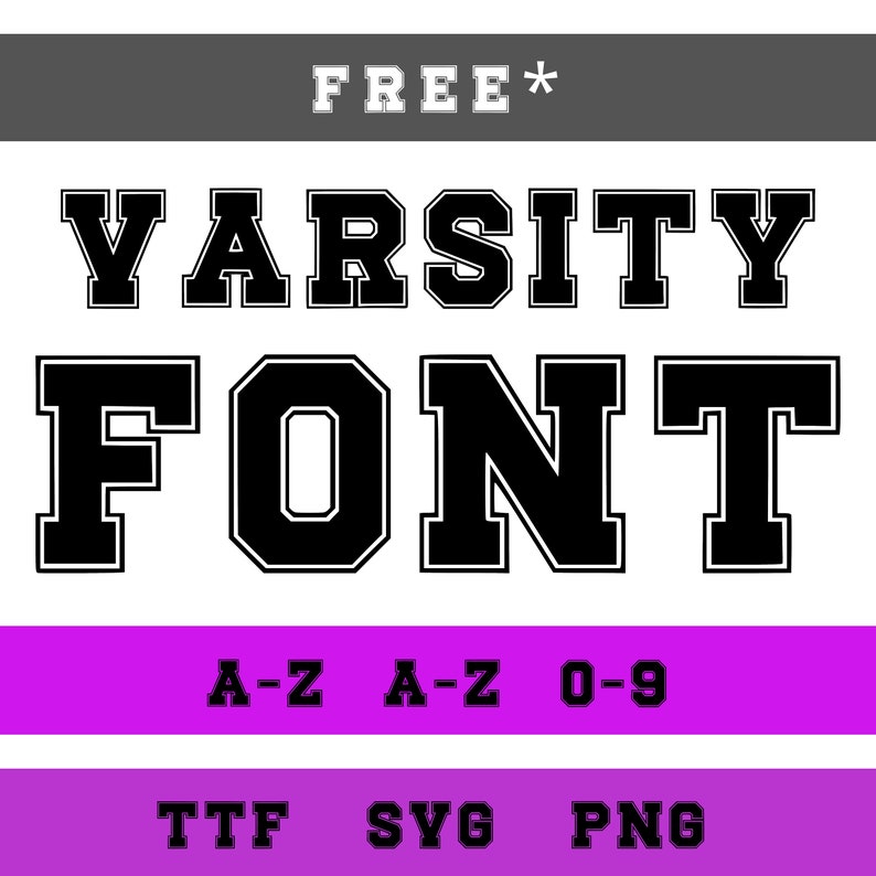 Varsity Font. Letters Numbers PNG SVG Ttfs. Unbundle Installable ...