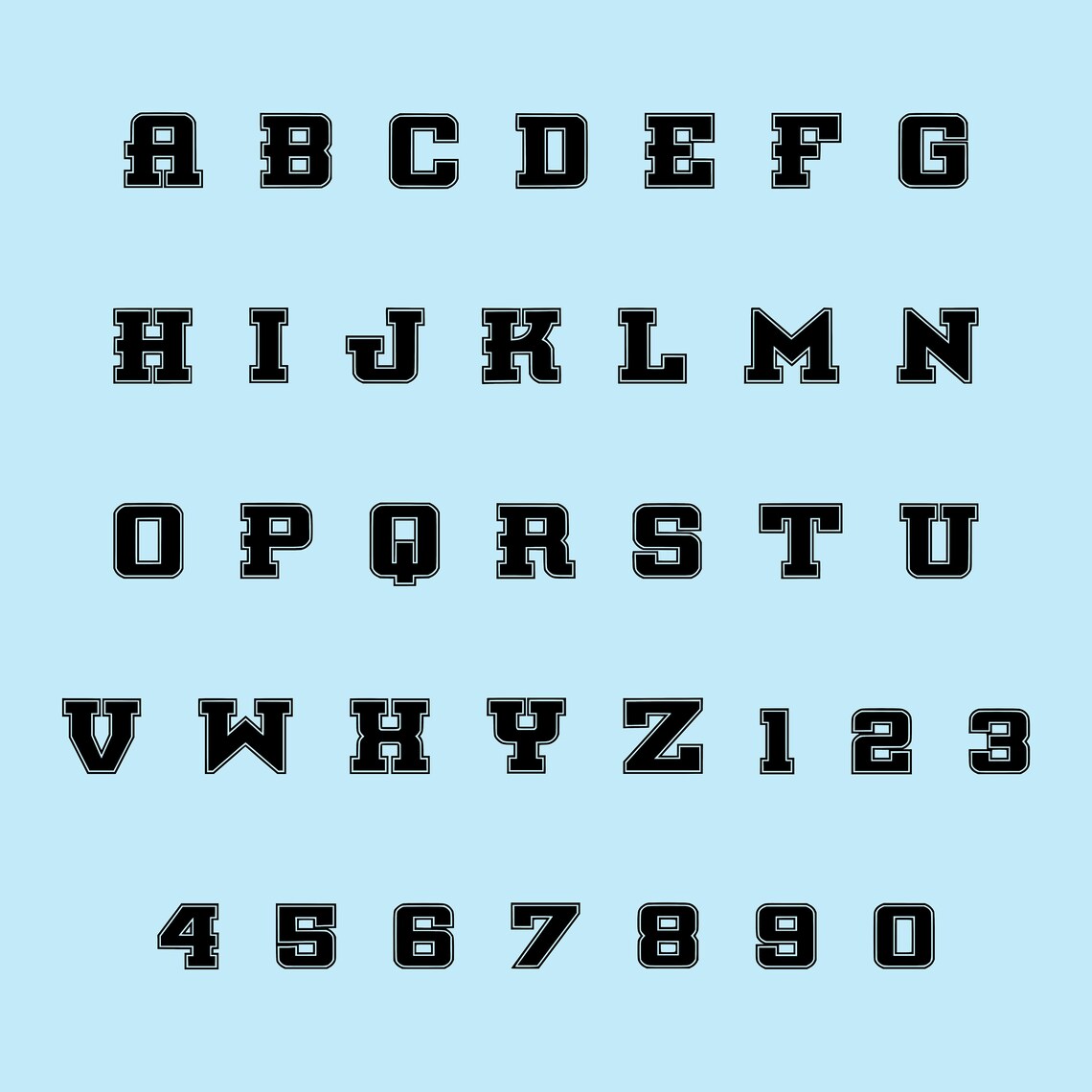 Varsity Font. Letters & Numbers PNG SVG Ttfs. Unbundle Installable ...